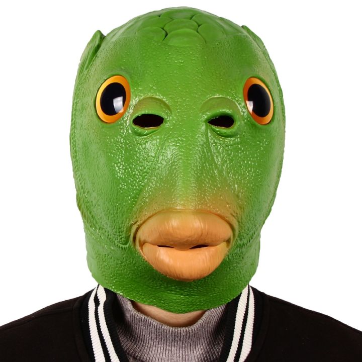 Funny Green Fish Head Mask Halloween Adult Carnival Party Cosplay ...