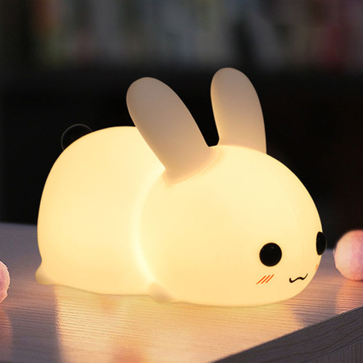 Colorful Silicone Rabbit Night Light Cute Rabbit LED Night Light USB ...