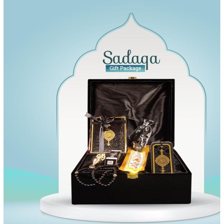 Sadaqa Gift Package Holly Quran Sharif, Jaynamaz, Ston Tasbih,Ator ...