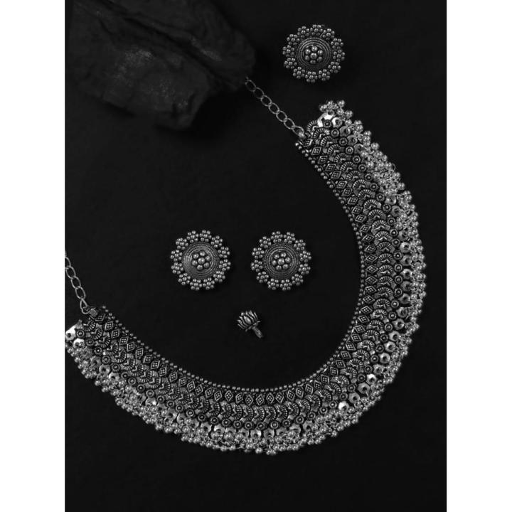 Silver Necklaces and Earing & Tikli and Nose pin | Daraz.com.bd