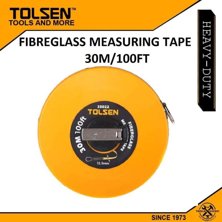 TOLSEN 30M 100FT Fiberglass Measuring Tape with Metal Ring ABS Case ...