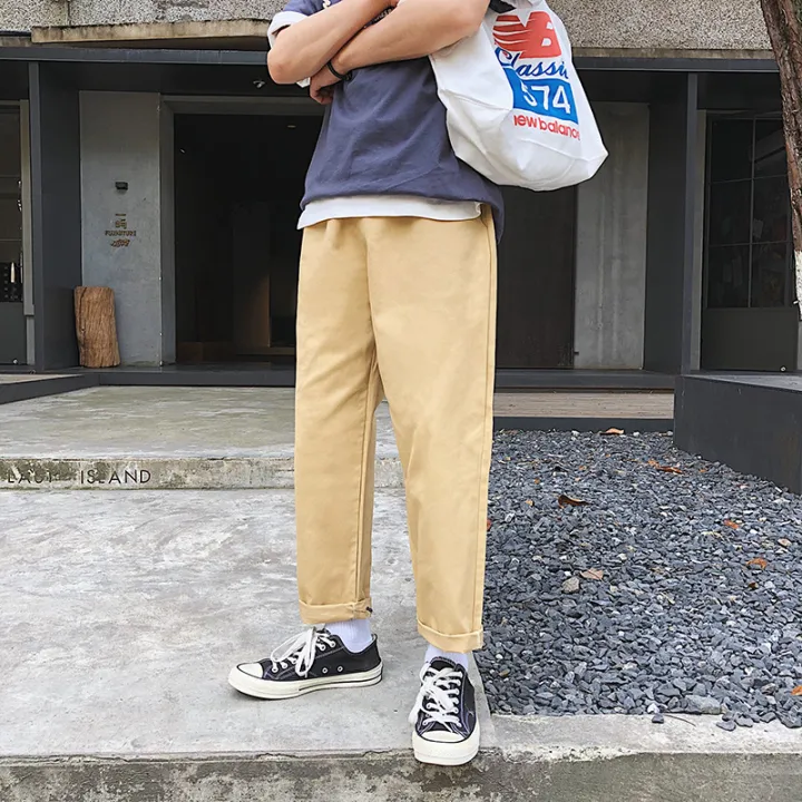 [S-3XL] Pants Men Long Plus Size Straight Cut Korean Fashion Men ...