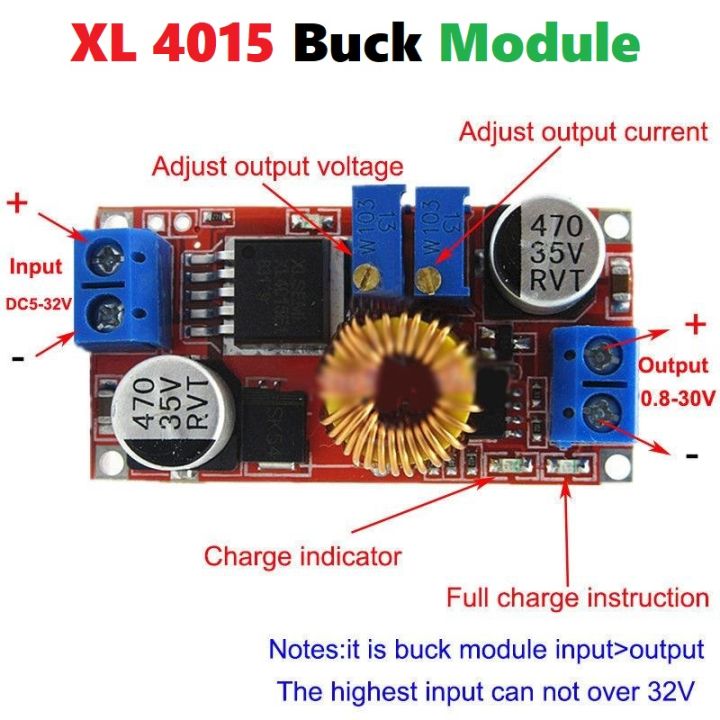 XL4015 Buck Converter DC DC Step Down XL4015 Module Buck Converter 5V-32V To 0.8V-30V 5A 75W ...