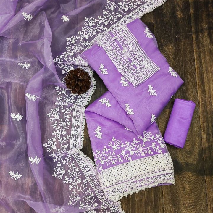 Eid Awesome Organja Tissue 4 Ps Salowar/Kamiz Multicolor For ...