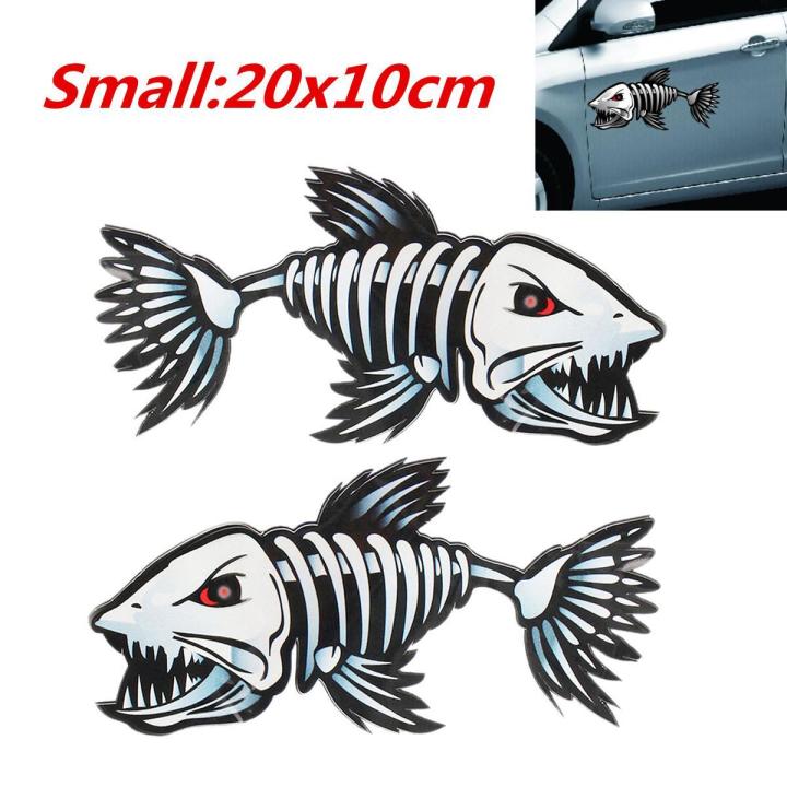 2x Digital Skeleton Fish Vinyl Decal Boat Fishing Graphics Bone Sticker ...