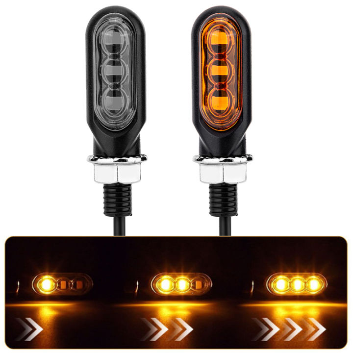 Motorcycle Mini LED Turn Signal Lights Amber Flowing Directional Signal ...