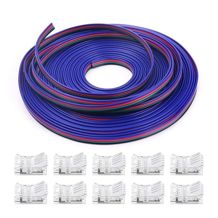 1Set 4Pin RGB Wire with LED Strip Connector 22 Gauge 4 Colors RGB 22 ...