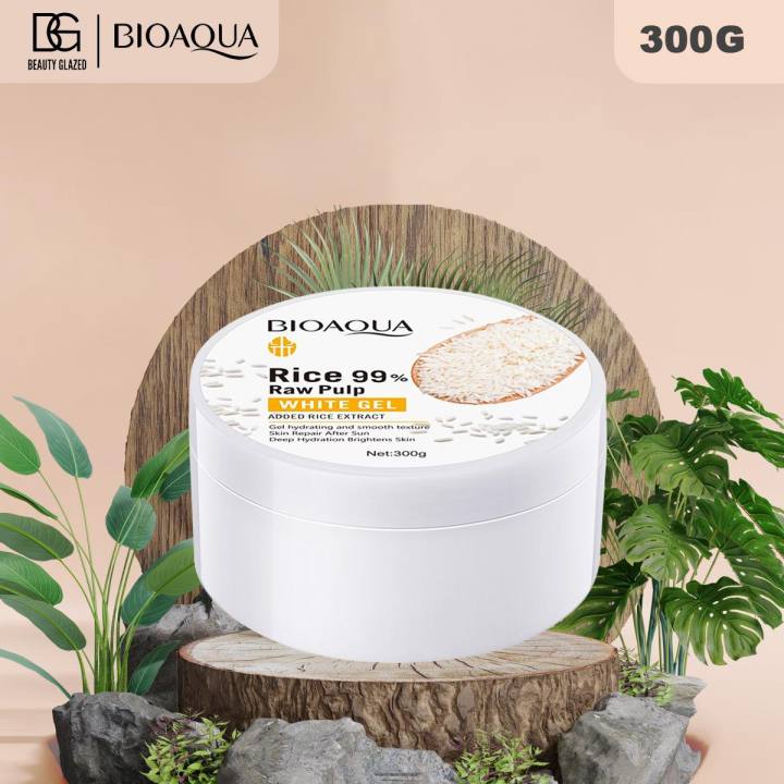 BIOAQUA RICE RAW PULP WHITE GEL MOISTURIZING BRIGHTENING HYDRATING ACNE ...