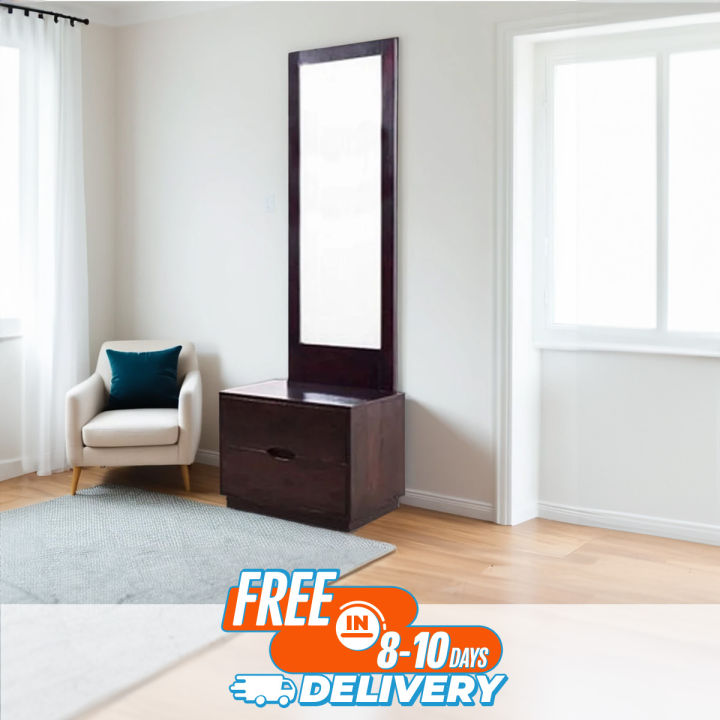 RK MDF Stylish Single Dressing Table for Small Space Walnut Finish Size ...