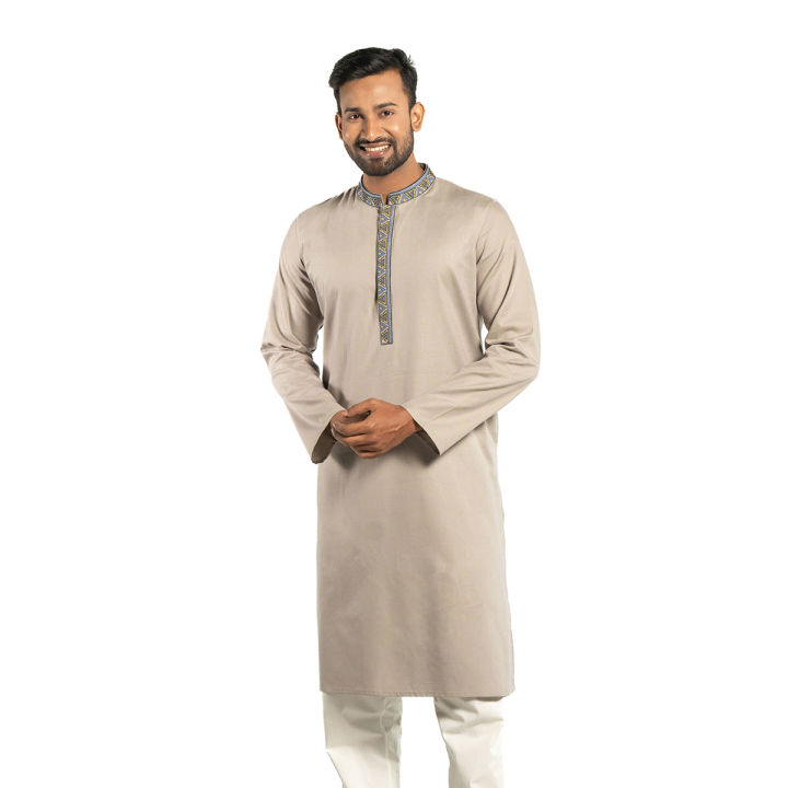 Kay Kraft Metallic Gold Cotton Embroidered Panjabi For Men | Daraz.com.bd