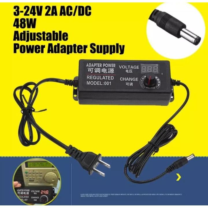 AC/DC Adjustable Power Adapter Supply 3-24V 2A 48W Speed Control Volt ...