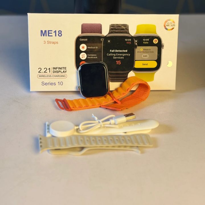 ME18 Smart Watch ⌚ | 2.21” Infinite Display 🌈 | Wireless Charging ⚡ | 3 ...