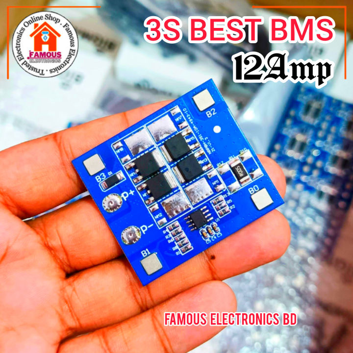 3S 12V 12A BMS | 18650 Lithium Battery Protection Board | 11.1V–12.6V ...