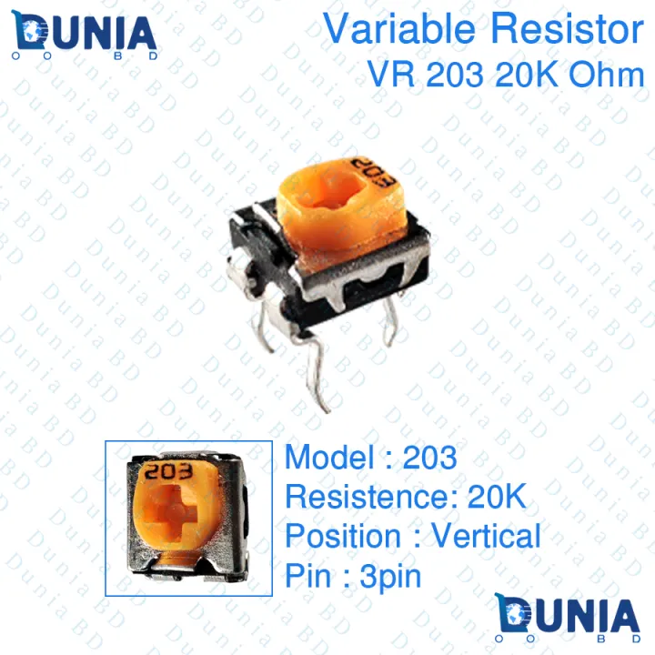 203 20K ohm Variable Resistor Trimpot Trimmer Vertical Potentiometer VR ...