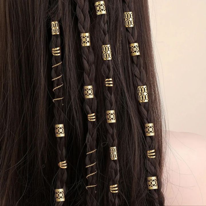 90pcs Hollow Out Hair Ring,Dreadlocks Beads Hair Braid Rings Clips ...