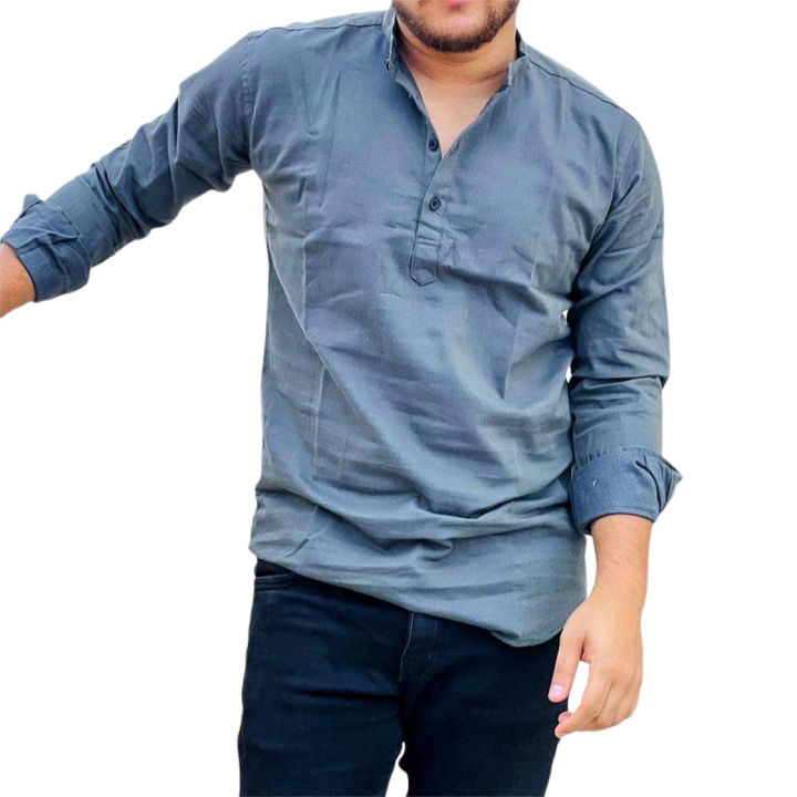 Trendy Men'S Ash Colour Formal Katua - Panjabi | Daraz.com.bd