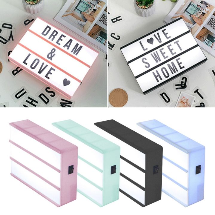 LED Lightbox Combination Night Light Box Lamp DIY Black Letters Cards ...