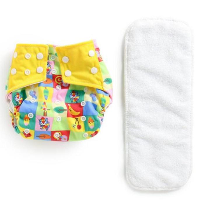 Adjustable Hot Yellow Washable Cotton Cloth Diaper for Baby (1 pad 3 ...