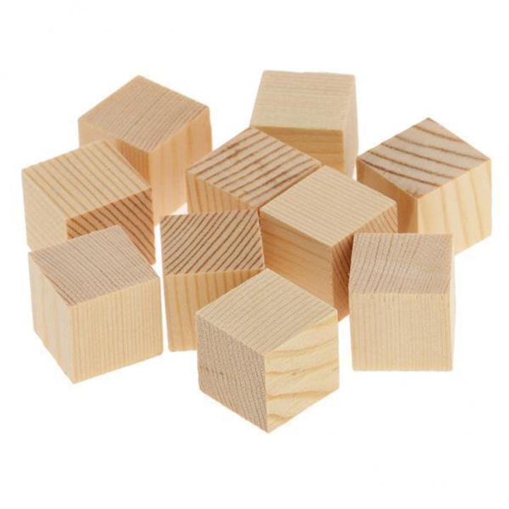 3X Wood Cube Blocks Puzzle Unfinished Wooden Pieces for Crafts 20mm 10 ...