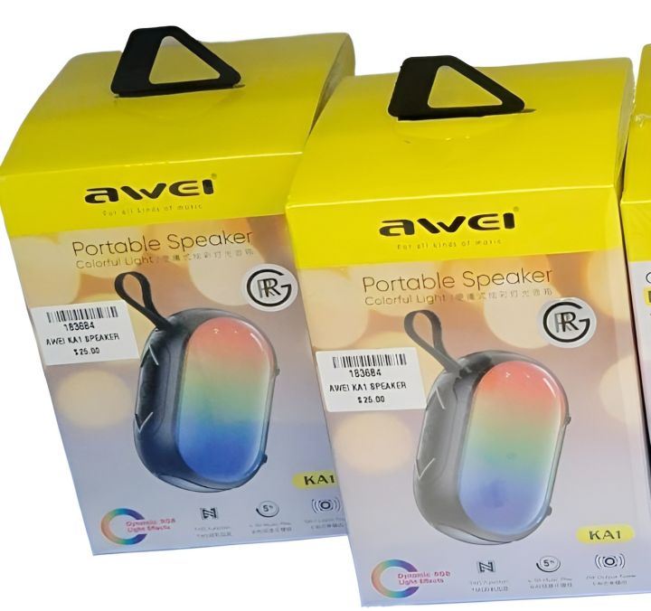 Awei Colorful Light KA1 Outdoor TWS Waterproof Portable Bluetooth Wireless IPX7 Dual Speake ...