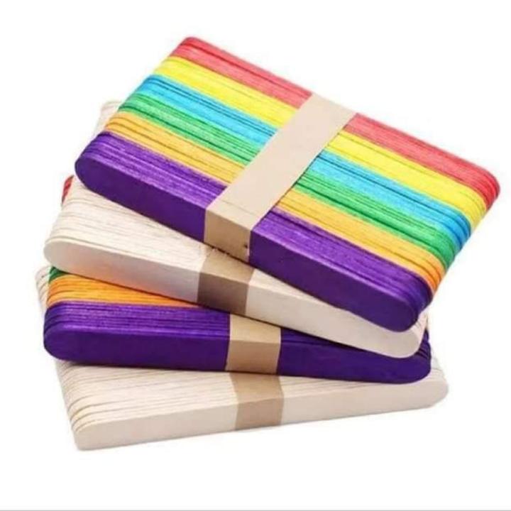 Colored and Natural Wooden Jumbo Popsticks - 4 Packs | Daraz.com.bd