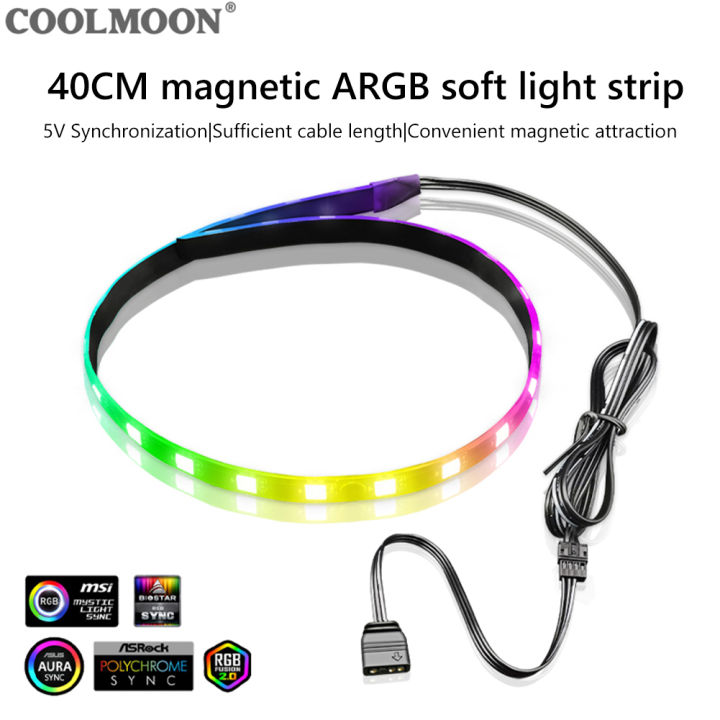 Coolmoon Cm-Ls40 40cm 5v Argb Led Strip Sata 3pin Pc Case Computer Bar ...