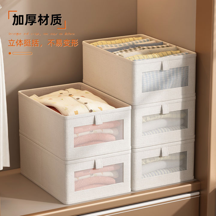 New Japanese style large visual window cotton and linen storage box ...