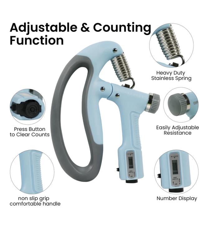 Adjustable Heavy Counting Grips 10-100Kg (Light Blue) - Sports ...