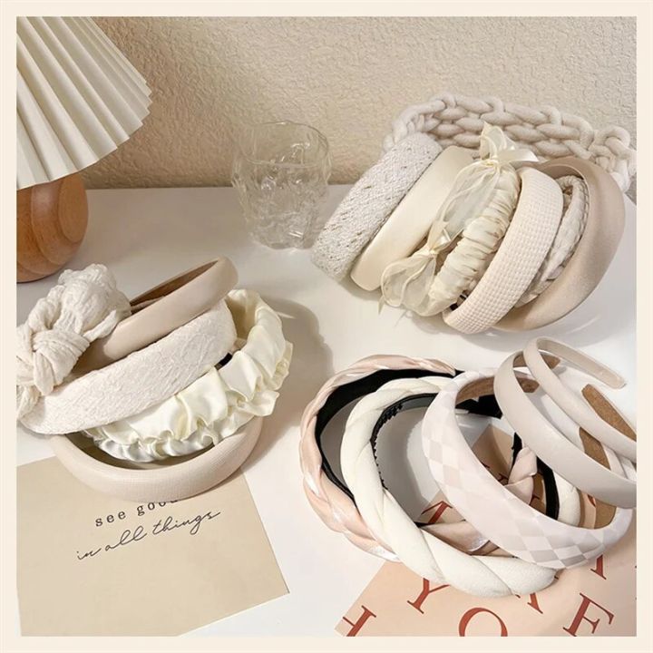Spring New Beige Series Cream Headband Women Cloth Cortex Headband ...