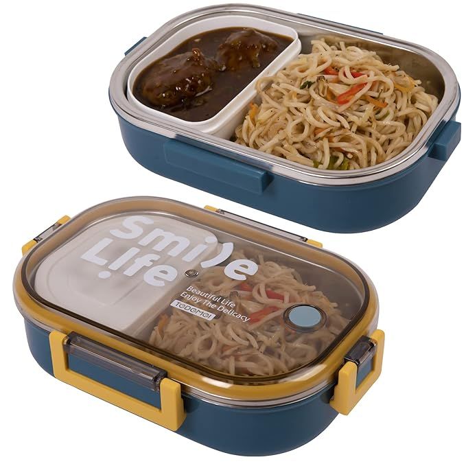 UTRIORIX Stainless Steel Rectangle Lunch Box Smile Life Leakproof Hot ...
