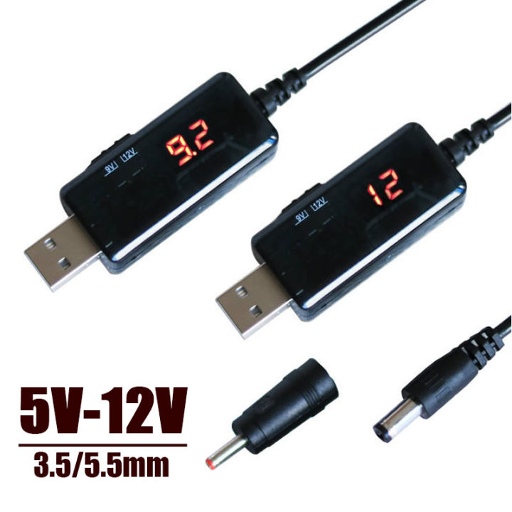 USB Power Boost Line DC 5V To DC 9V / 12V Step Up Module Usb Converter Adapter Cable 5.5mm Plug ...