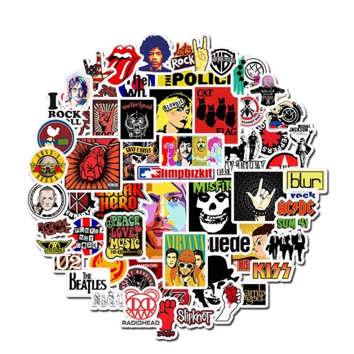 50pcs Stickers Hip Hop Rock & Roll Band Cartoon Character Graffiti ...