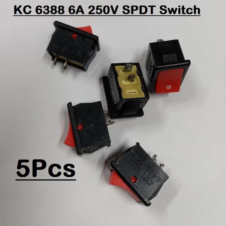 5Pcs KC-6388 KC 6388 Rocker Switch 2 Pin 6A 250V 2 Positions SPDT ON ...