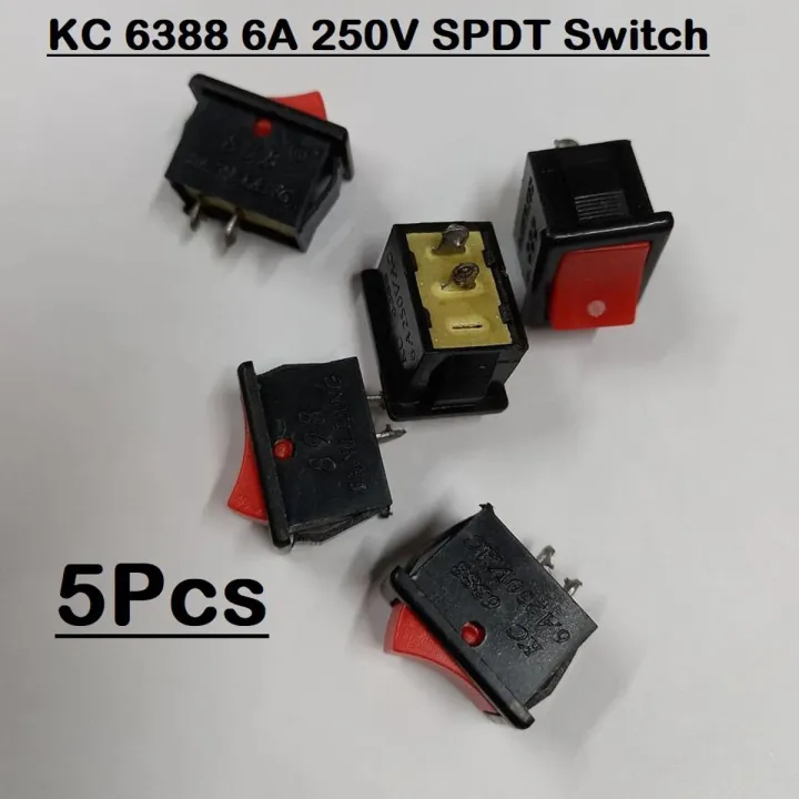 5Pcs KC-6388 KC 6388 Rocker Switch 2 Pin 6A 250V 2 Positions SPDT ON ...