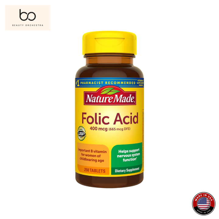 Nature Made Folic Acid 400 mcg (665 mcg DFE) - 250 Tablets | Daraz.com.bd