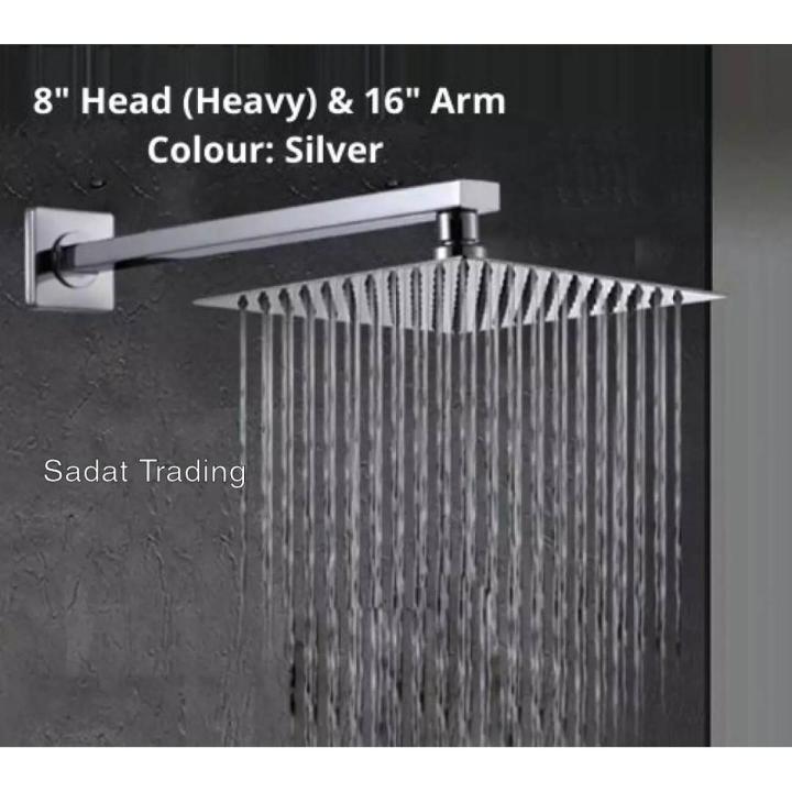 8" Head & 16" Arm Full Shower Set / SS Rain Shower Full Set Stainless ...