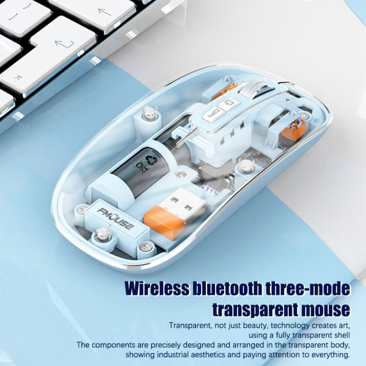 M233Transparent Magnetic Mouse Triple Mode 2.4G Bluetooth Compatible ...