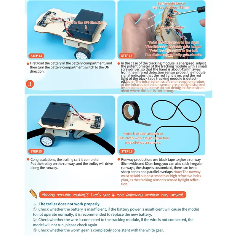 Scientific Experiment Wooden DIY Tracking Car Assembly Model Technology ...