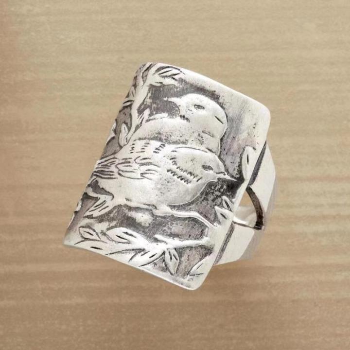 【Innovative design】Huajie jewelry carving ancient silver bird bamboo ...