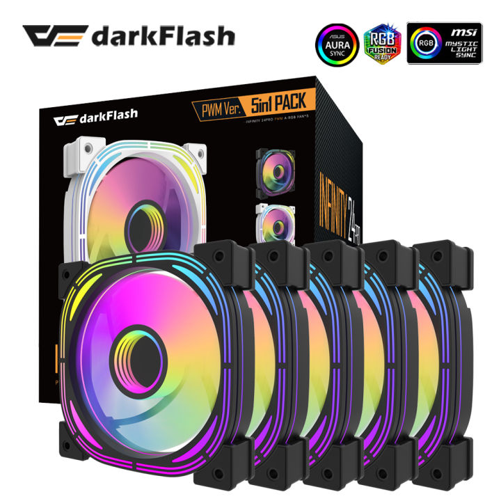 Darkflash INF24 Pro 120mm Rgb PC Case Fan Infinity 3 Pin 5V Sync Argb 4 ...
