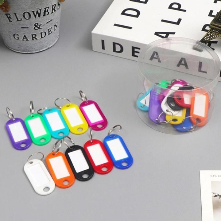 30pcs Colorful Plastic Keychain Key Tags Label Numbered Name Baggage ...