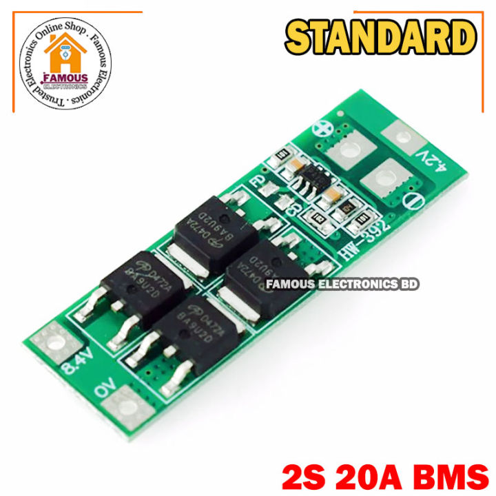 2S BMS 20A Circuit Module 8.4v Li-Ion Battery Protection Board-Standard ...