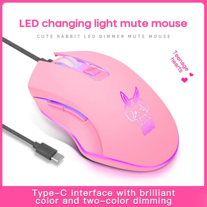 USB Wired Gaming Mouse Cool Lighting Type-C Portable Power saving mouse ...