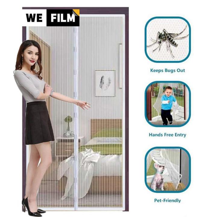 Upgrade Fiberglass Door Curtain Magnetic Screen Door, Double Patio Mesh ...