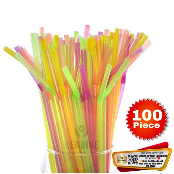 Straws Flexible 100 Piece / Magic Straw / Multicolor Straw | Daraz.com.bd