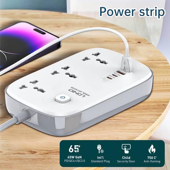 Ldnio SC3416 Power Strip With 3 Sockets & 65W 4-Port USB Charger ...