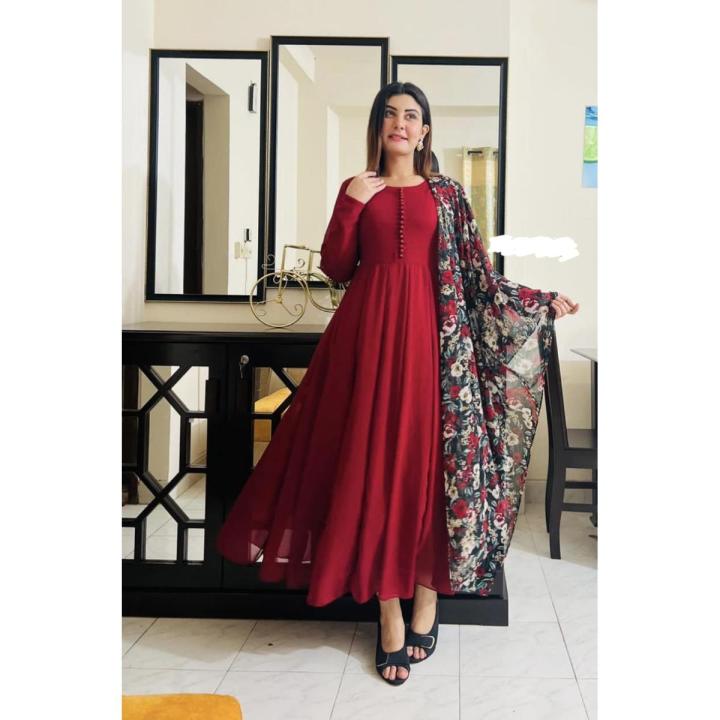 Elegant Design Georgette fabrics modern design long grown 2 piece for ...