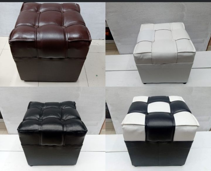 square Sofa Leather Single Stool/Mora multicolor Sofa Set - Pink&White ...