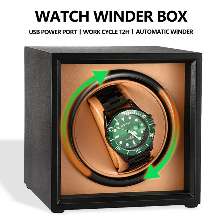 Automatic Watch Winder Black Matte Wood Paint Rotating Watch Box High ...