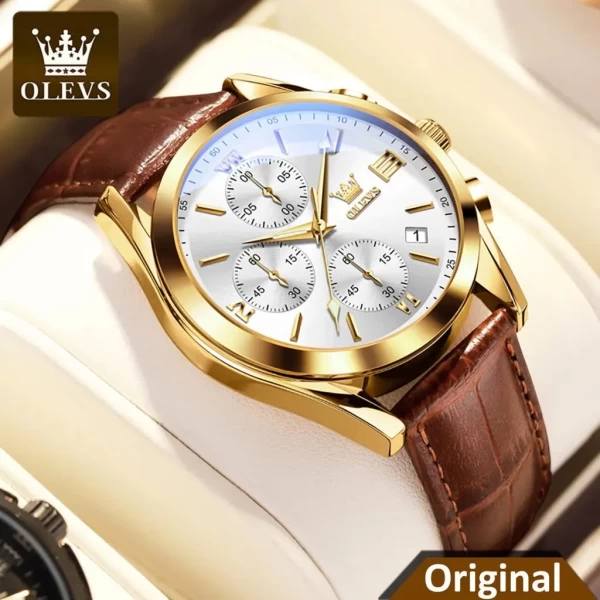 OLEVS Watch For Men Waterproof Business Dress Analog Quartz Calendar ...